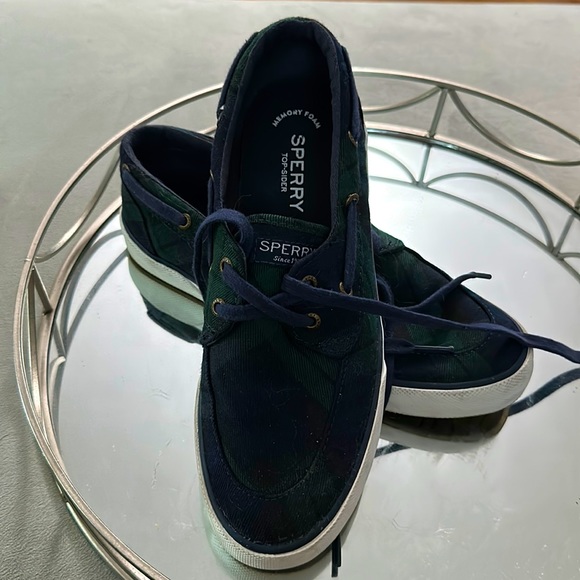 Sperry | Shoes | Sperry Topsider Womens Navy Green Plaid | Poshmark